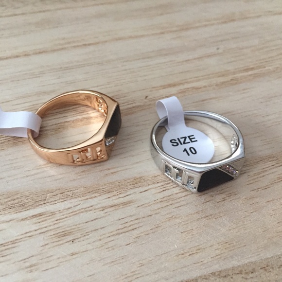 Accessories | Mens Retro Classic Gold Silver Enamel Crystal Ring | Poshmark